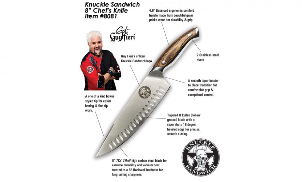 Guy Fieri Knuckle Sandwich 8" Chef's Knife - Ergo Chef Knives